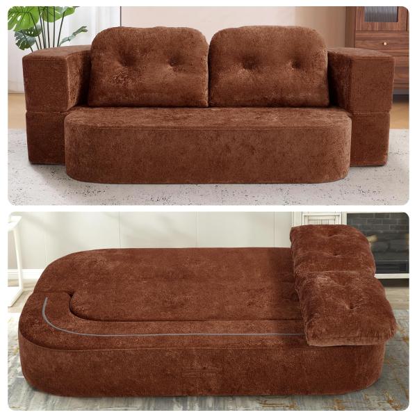 商品名:  Hommoo Compression Sofa Convertible Sofa Bed Folding Sleeper Futon with Back Armrest 2 in 1 Floor Lounge Couch Che...