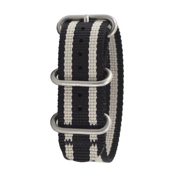 商品名: BERTUCCIナイロン腕時計バンド - 22mm - ブラック / Caprili Stone Pro-Stripe BERTUCCI〓 Nylon Watch Band - 22mm - Black w/Caprili Sto...