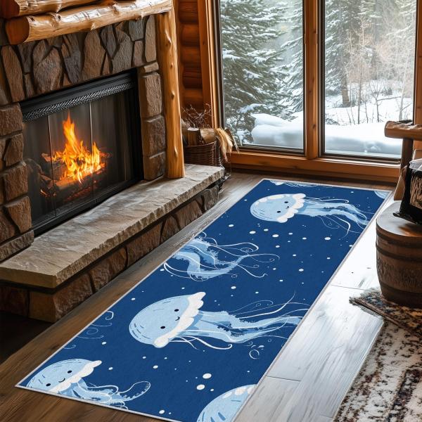 商品名:  Kids Jellyfish Runner Rug 3x7 - Hallway Runner Rug Cute Anime Boy Girl Children Pattern, Non Slip, Washable, Kids ...