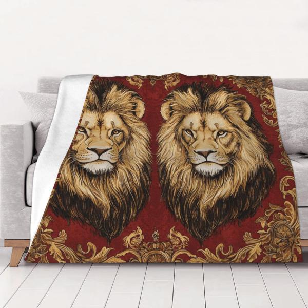 商品名:  CDSASHCA Travel Blanket,Two Lion Heads Print,Premium Microfleece Material,Hypoallergenic,Warm &amp; Lightweight, P...