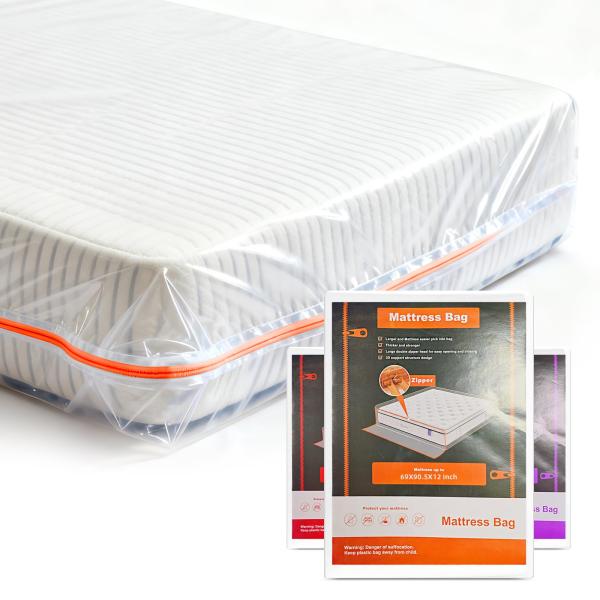 商品名: Gooo&amp;Ma (グーアンドマ) マットレス収納バッグ ファスナー付き 防水ムービングプロテクター クリア (オレンジ フル) Gooo&amp;Ma 6Mil Thicken Mattress Bag for Movin...