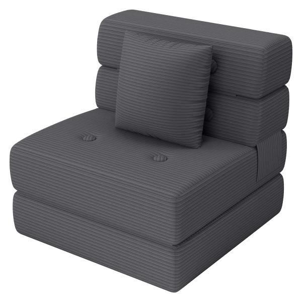 商品名: Voxelure コーデュロイ 折りたたみソファベッド、グレー、シングル Folding Sofa Bed, Convertible Sleeper Chair &amp; Couch Bed with Pillow, One-P...