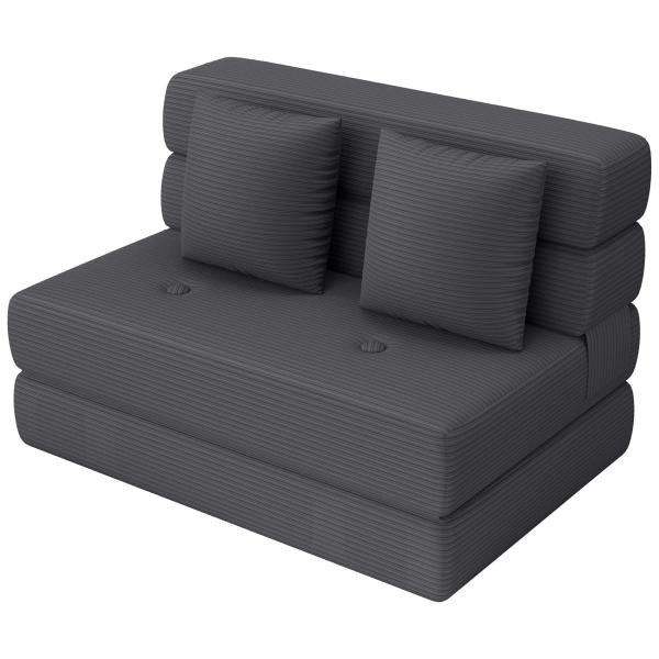 商品名: Voxelure コーデュロイ折りたたみソファベッド、グレー、ツイン Folding Sofa Bed, Convertible Sleeper Chair &amp; Couch Bed with Pillow, One-Pie...