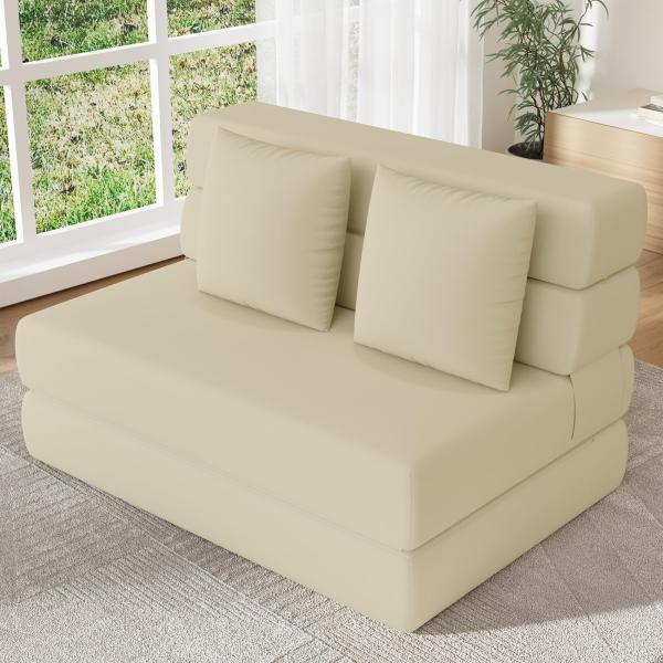 商品名: Voxelure コンバーチブル折りたたみソファ、枕付きスリーパーチェア - シングルサイズ グレースリーパーチェア ポータブルゲストベッド 読書用ソファ リビングルーム付きの小さなスペース用 Voxelure Folding S...