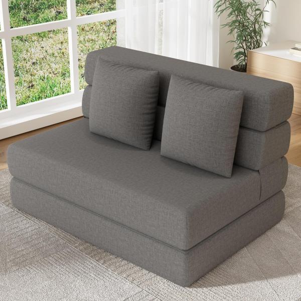 商品名: Voxelure ファブリック折りたたみソファベッド、グレー、ツイン Voxelure Folding Sofa Bed, Convertible Sleeper Chair &amp; Couch Bed with Pillow...