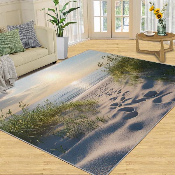 商品名:  BAFABUI Beach Rugs for Living Room - 5x8 Area Rug, Natural Ocean Rug, Natural Landscape Washable Rugs for Bedroom,...