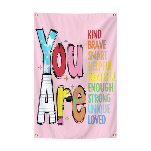商品名:  Positive Affirmations Tapestry for Kids 2x3 Feet Funny Flags Wall Hanging Girl Affirmation You Are Kind Brave Smar...