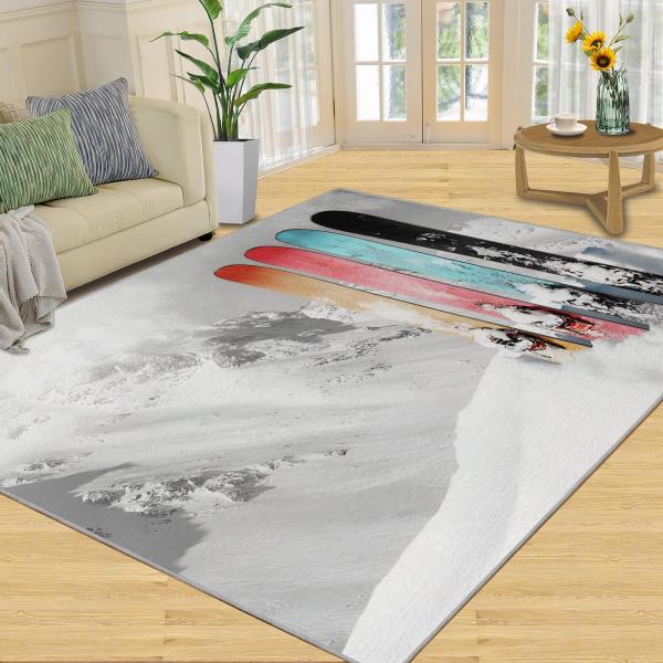 商品名:  BAUAOTI Ski Resort Rugs for Bedroom - 3x4 Area Rug - Colorful Sleds Rugs for Living Room, Modern Simple Print Art ...