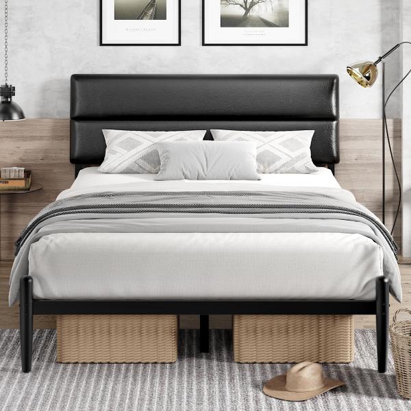 商品名:  BedsPick Queen Size Bed Frame, Platform Bed Frame with Upholstered Headboard, 12 Quiet Slats, Urban Style Design, ...