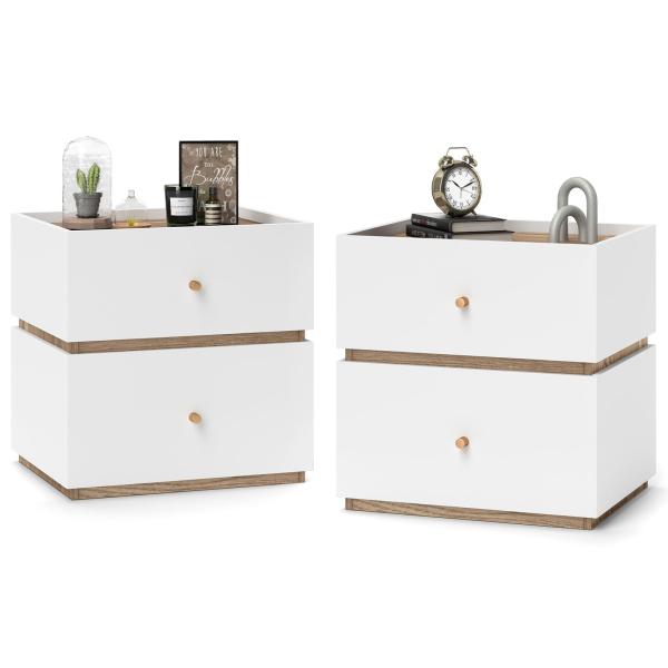 商品名:  Giantex Modern Nightstands Set of 2, Wooden Night Stands with 2 Storage Drawers, Floor Sofa Side Tables, 2-Drawer ...