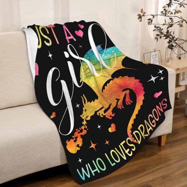 商品名: ドラゴンズブランケット Just A Girl Who Loves Dragons 女の子へのギフト マイクロファイバー 軽量 ソフト 快適 ソファベッド用 60インチx50インチ ティーン向け Dragons Blanket J...