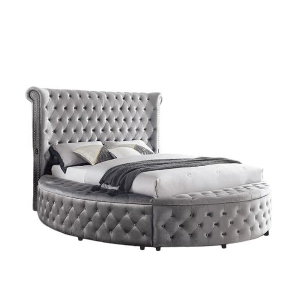 商品名:  First of a Kind Sansom Easter King Bed - Mattress Ready Glam Gray Platform Bed with Storage, USB Ports &amp; Cryst...