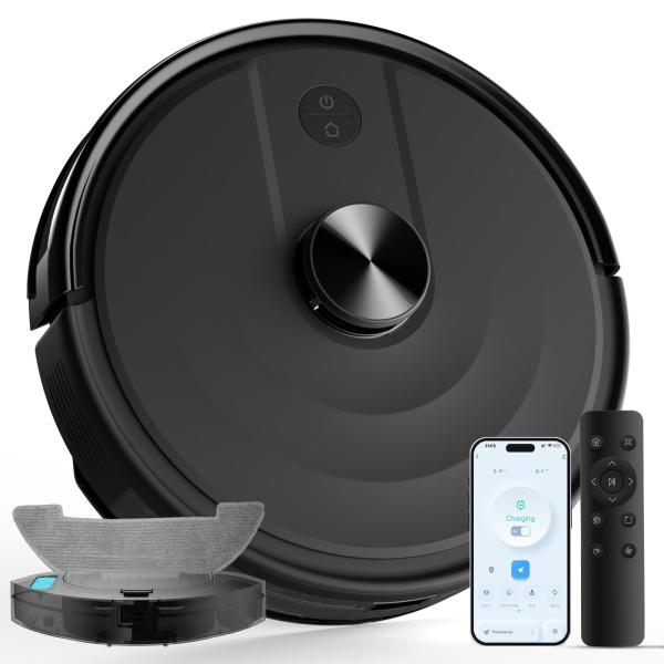 商品名:  Robot Vacuum and Mop with Mapping, 5000Pa Robotic Vacuums with LiDAR Navigation, Wi-Fi/App/Alexa Control, Self-Rec...