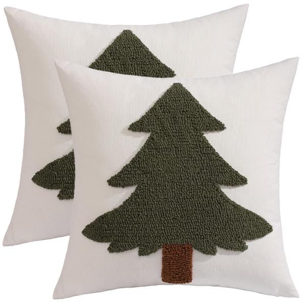 商品名: Tosleo クリスマスツリー枕カバー 45.74×45.72cm ダークグリーン クリスマス スロー枕カバー クリスマスパーティー装飾 冬休み 刺繍クッションケース ソファ カウチ ベッド リビングルーム用 Tosleo Chr...