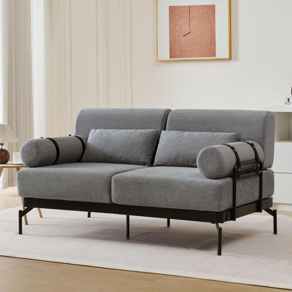 商品名:  WDYLWFHW 59" Modern Loveseat Couch, 2-Seat Mini Sofa Couch, Small Chenille Upholstered Love Seat with Cylindrical ...