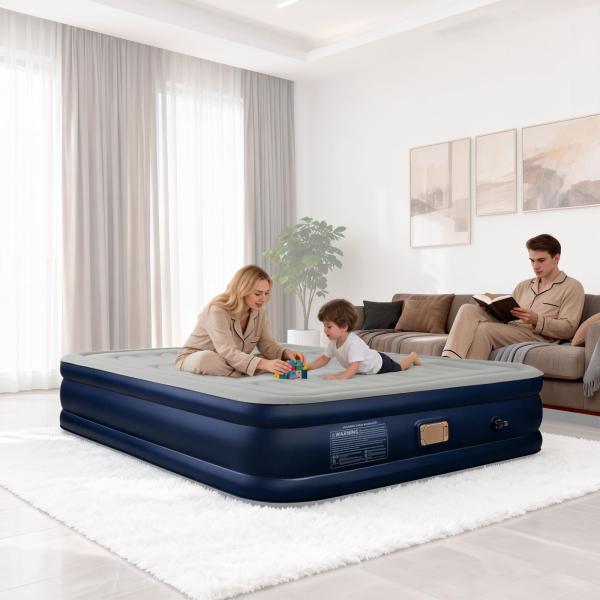 商品名: BEBAS (ベバス) クイーンエアマットレス ポンプ内蔵 快適 フロッキング ブローアップマットレス エアベッド キャリーバッグ付き ゲストホーム コルチョーン キャンプ用 最大16インチ/600ポンド 空気注入式スリーピングパ...