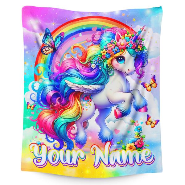 商品名: 女の子向けユニコーンブランケット キッズ/ティーンズ/ユニコーン愛好家へのパーソナライズドギフト 60x80インチ 軽量 ソフト カスタム キュート 装飾 スローブランケット ソファ/ソファベッド用 Unicorn Blanket...