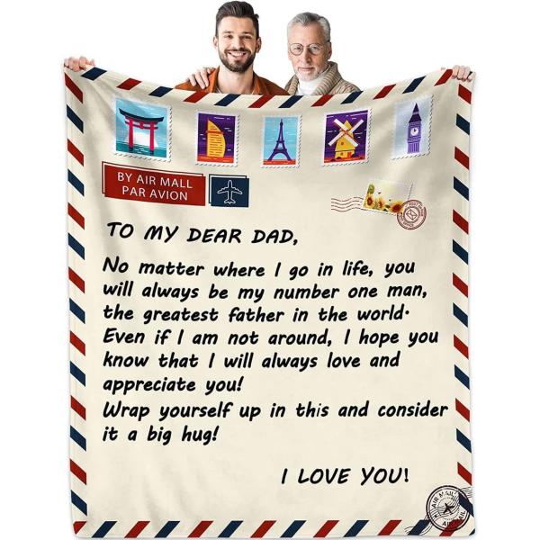 商品名:  To My Dear Dad Blanket Personalized from Daughter or Son - Love Letter Blanket for Father - Soft Fleece Throw for ...