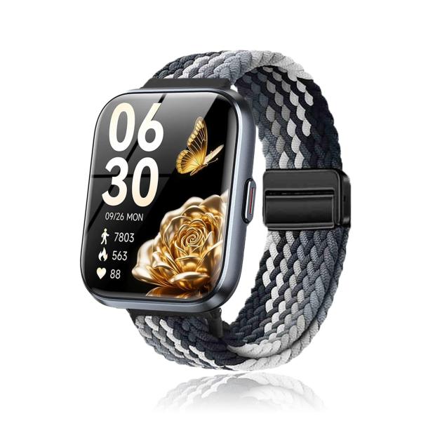 商品名: NOUKAJU Hingso ID208 Plus用バンド 通気性のある編組リストバンド ナイロン編組バンド 調節可能なリストバンド レディース メンズ Hingso ID208 Plusスマートウォッチ用交換用ストラップ (ブラ...