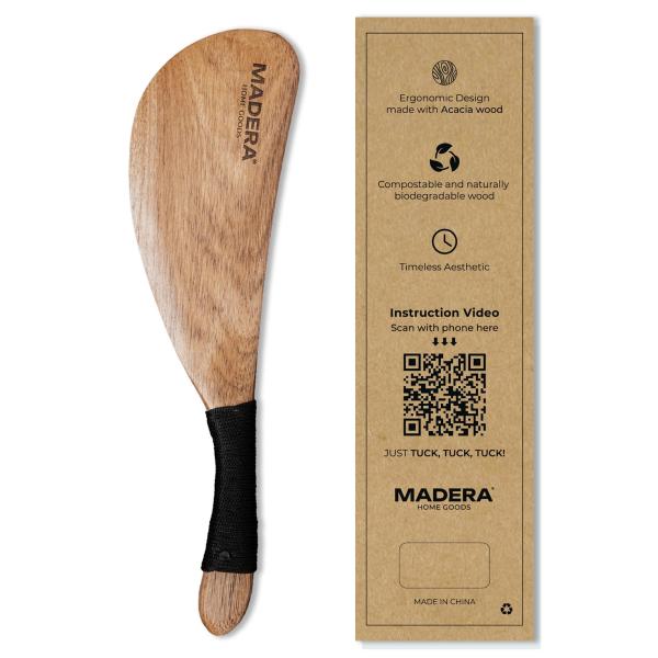 商品名: ベッドシーツタッカーマットレスリフターツール シーツ交換用 - 丈夫なアカシアウッドパドルリフティングウェッジが背中を保護し、負担を軽減、フィットまたはフラットシート、掛け布団、毛布に対応 Bed Sheet Tucker Mat...