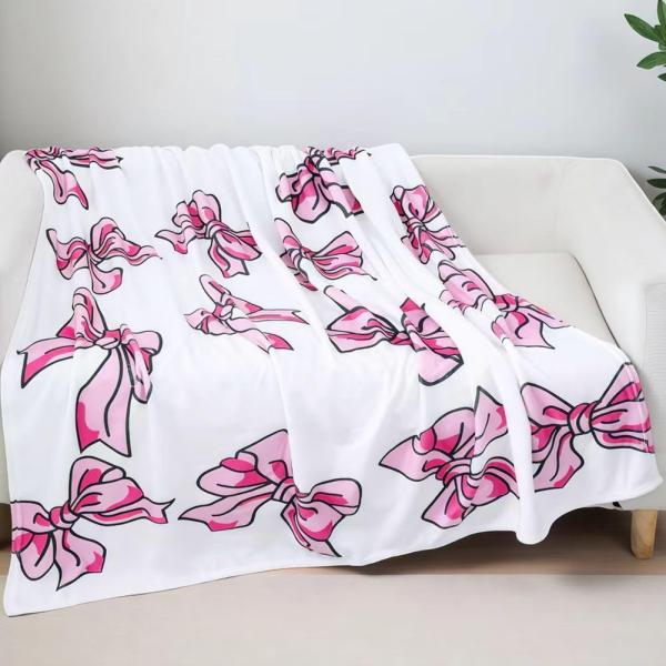 商品名: ボウスローブランケット、ソフトでキュートなプレッピースタイルのフランネルブランケット、軽量で美しいプラッシュの質感、ソファ、ベッド、室内装飾、またはギフトに最適 (スタイル6) Bow Throw Blanket,Soft and...