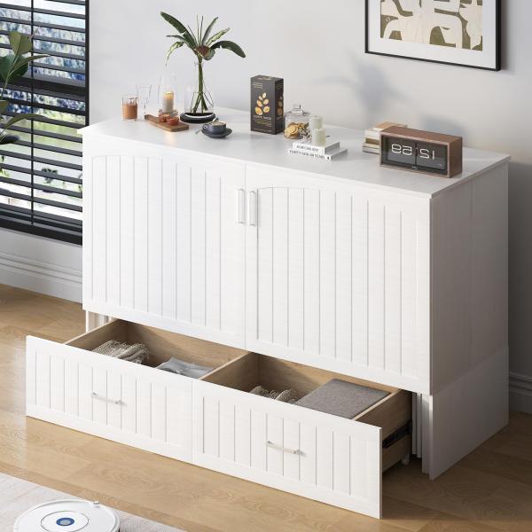 商品名:  BALUS Murphy Bed Cabinet, Wall Cabinet Beds with Tri-Folding Memory Foam Mattress, USB Charging Station, Queen Cub...