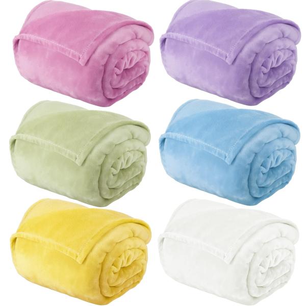 商品名: Peryiter フリーススローブランケット 6枚 バルク 50インチ x 60インチ ホームレス用 レディース メンズ ソファ フラシ天 ソフトで通気性 軽量ブランケット ソファベッド/オフィスホーム用 (パステル) Peryi...