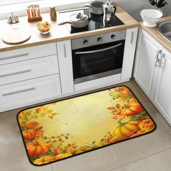 商品名:  Fall Autumn Pumpkin Decor Kitchen Rug Absorbe Floor Mat Non Slip Rubber Backing Kitchen Mat for Indoor Sink Bathro...