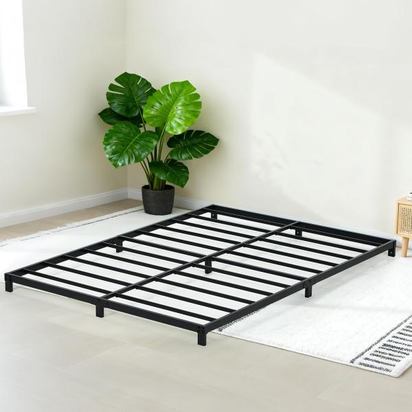 商品名: 4インチベッドフレームフルロープロファイル、フルサイズベッドフレーム、頑丈な金属製プラットフォーム、ボックススプリング不要、頑丈なマットレスファンデーション、組み立て簡単、ノイズフリー、ブラック。 4 Inch Bed Frame...