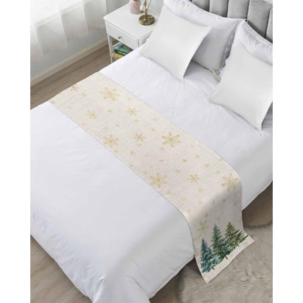 商品名:  DecorLovee Green Christmas Tree Bed Runners for Queen Size Bed, Decorative Bed Throws for Foot of Bed, Green Xmas ...