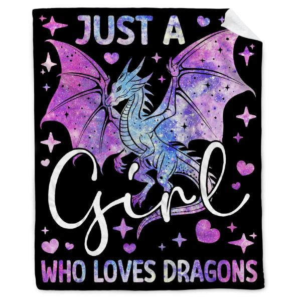 商品名: Just A Girl Who Loves Dragons ブランケット ガールズ ボーイズ ドラゴン ギフト 男女兼用 暖かい ソフト スローブランケット 寝具 ソファ 旅行 キャンプ用 40インチ x 50インチ Just A...