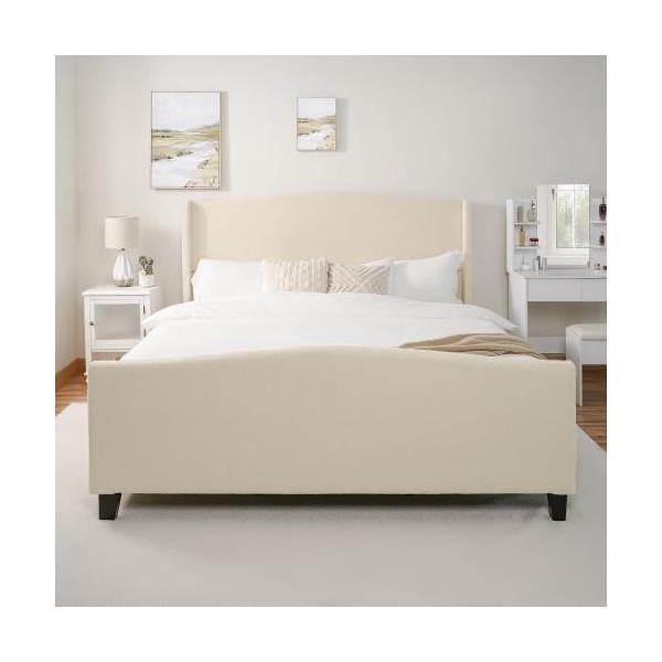 商品名:  DGSPVCT Upholstered Bed Frame King Size, Platform Bed Frames 49." Tall Wingback Headboard and 27.17" Footboard, Wo...