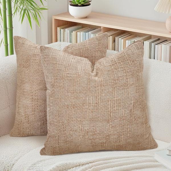 商品名:  HEAVYWOOD Chenille Throw Pillow Covers Thick Slubby Textured Decorative Cushion Cover Farmhouse Accent Neutral Pil...