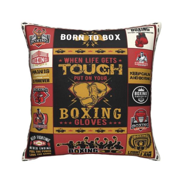 商品名:  LMNOPQRSTU Boxing Throw Pillow Cover 18x18, 100% Cotton, Red &amp; Black Typography with Gloves, Sports Decor for ...