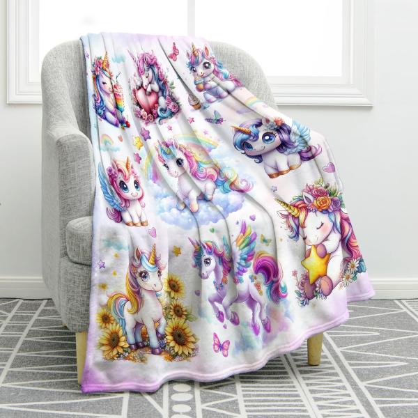 商品名: Jekeno ユニコーンギフト 女の子や子供へのユニコーン愛好家へのギフト、3~12歳のお子様へのギフト、クリスマス/誕生日/バレンタインスロー、ユニコーン装飾 ソファ、椅子、ベッド、旅行、キャンプ用 50インチ x 60インチ ...
