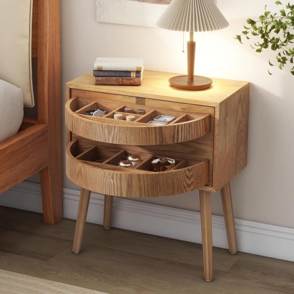 商品名:  Merax Hidden Compartment Nightstands, Rattan Bed Side Table with Rotate Drawer, Compartment End Table with Wood Le...
