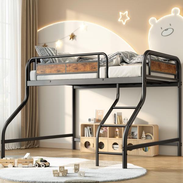 商品名:  SDHYL Twin Loft Bed with Stairs &amp; Guardrail, Space-Saving Loft Beds for Kids, Heavy Duty Sturdy Metal Bed Fram...
