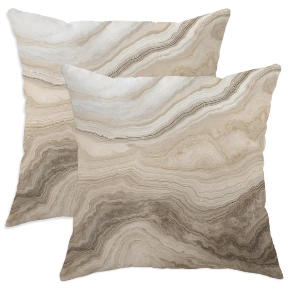 商品名:  Marble Pattern Throw Pillow Covers Set of 2, Beige and White Abstract Modern Decorative Cushion Covers for Living ...