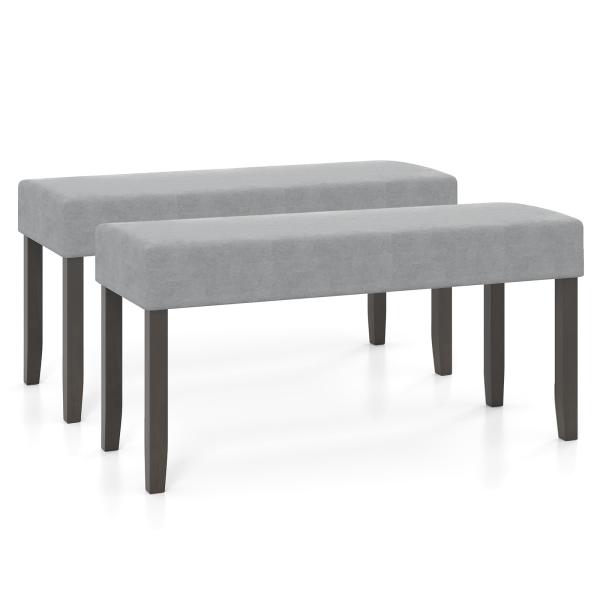 商品名:  Giantex 2-Pack Upholstered Entryway Bench with Padded Seat &amp; Solid Rubber Wood Legs, Load 400Lbs, Indoor Velve...