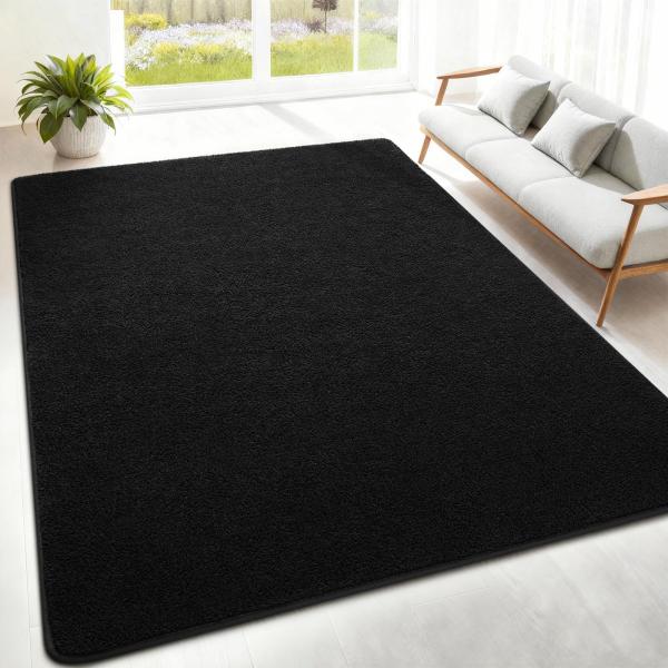 商品名:  Woottpe 5x7 Feet Area Rugs for Living Room Bedroom,Black Thickened Memory Foam Rug,Low Pile Minimalist Non Slip Ru...