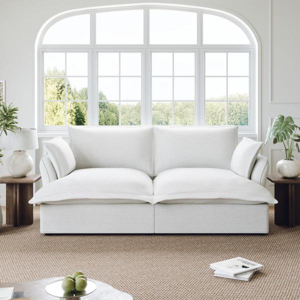 商品名: Lopzeho 特大クラウドモジュラーセクショナルソファ、快適なダウンフィルドクラウドソファ 取り外し可能なカバー付き モダンなラブシートソファ リビングルーム用ディープシートセクショナルソファ クリームホワイト Lopzeho ...