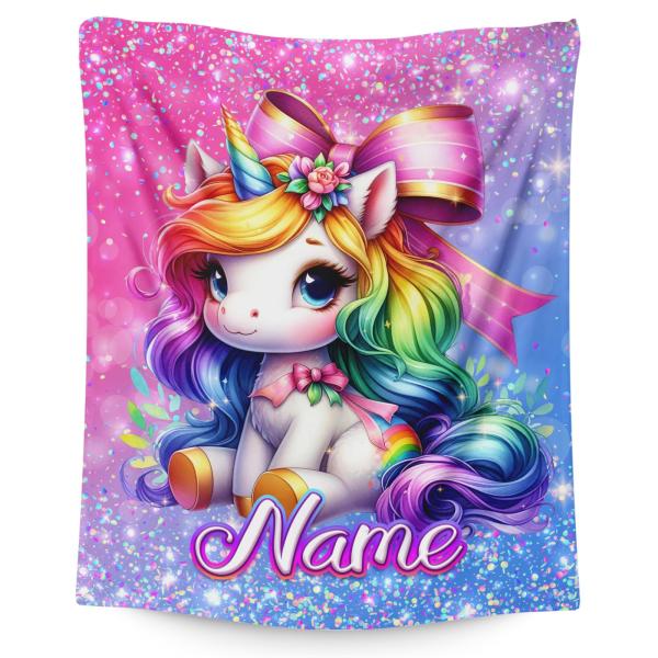 商品名:  Unicorn Blanket for Girls Personalized Kids Throw Blankets Gifts for Teens Unicorn Lovers - Soft Lightweight Cozy ...