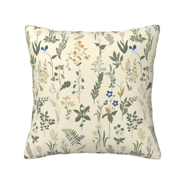 商品名: Beanstack スプリングクッションカバー セージグリーン 野生の花 植物 スローピローケース、季節の花 屋外 装飾 正方形 リネン ファームハウス 装飾 クッションカバー ホームソファ ベッド カウチ用 18x18インチ B...