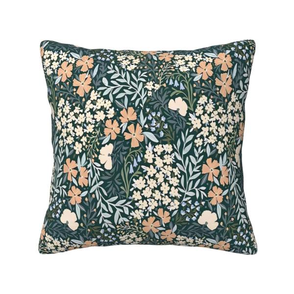 商品名: Beanstack スプリングクッションカバー ブラックセージグリーン 野生の花 植物 スローピローケース、季節のヴィンテージフローラル屋外装飾リネンファームハウス装飾クッションカバー ソファベッド用 18x18インチ Beans...