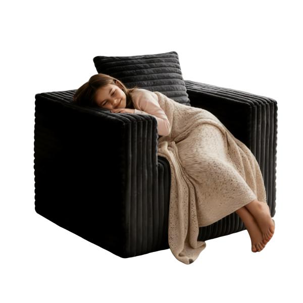 商品名: シングルクラウドソファ、大きなビーンバッグチェア、高い背もたれと幅広のアームレスト、小さなスペース用のフォームボーンレスソファ、リビングルーム、ベッドルーム、アパート、寮、オフィス用の枕付きの快適なふわふわソファ。 Single ...