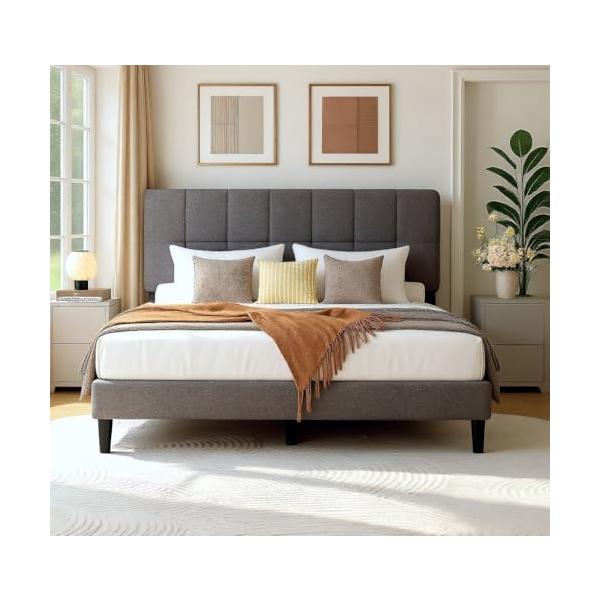 商品名:  Pipishell Queen Size Bed Frame Upholstered Platform Queen Bed Frame with Adjustable Headboard, Fully Upholstered M...