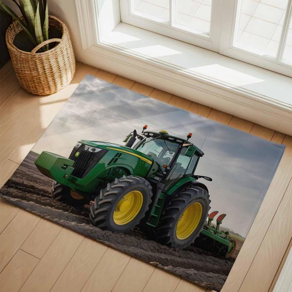 商品名:  Farm Tractor Doormat Bath Rug 2x3 Ft, Soft Small Bathroom Entrance Mat, Green Truck Country Rustic Field Harvester...