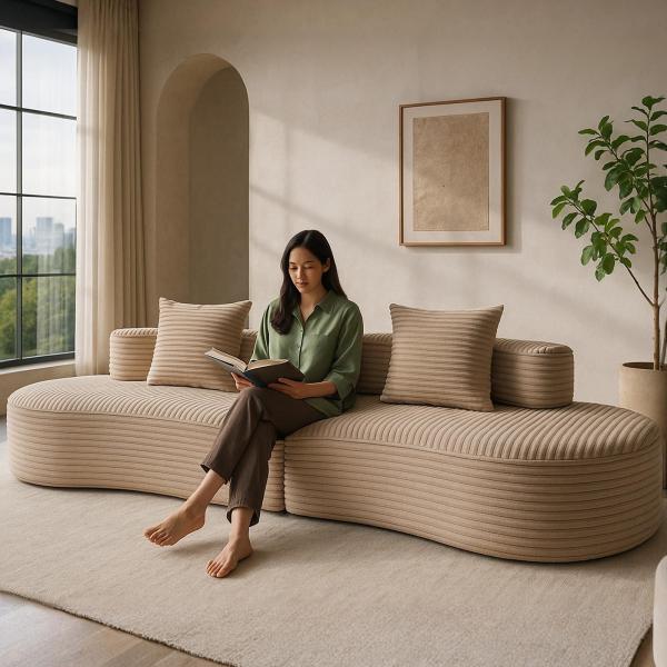 商品名:  110" Cloud Couch Sectional &amp; Luxury Curved Sofa for Living Room, Compressed Sofa Couch in a Box &amp; Modular ...
