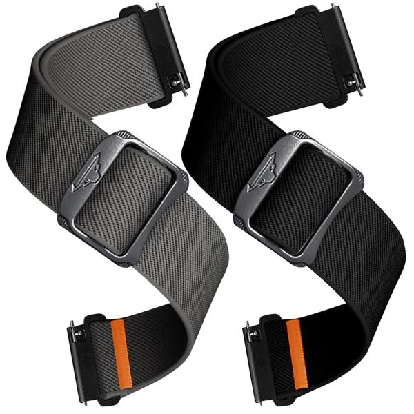 商品名: ALPHAGEAR Bravo II、ラプター、コマンダー、ジュリエットスマートウォッチ用伸縮性ナイロンバンド、交換用伸縮性生地通気性トレイルループ調節可能なリストバンド(ブラック&amp;グレー) Stretchy Nylon ...