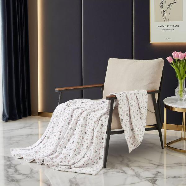 商品名: AMZTOP 美的マイクロファイバーフランネルブランケット ツインサイズ 寝室 リビングルーム ベッド カウチ ソファ 椅子用ブランケット ホームデコレーション ホワイト スーパーソフト 快適 暖かい 軽量 フラシ天 ふわふわ 花...